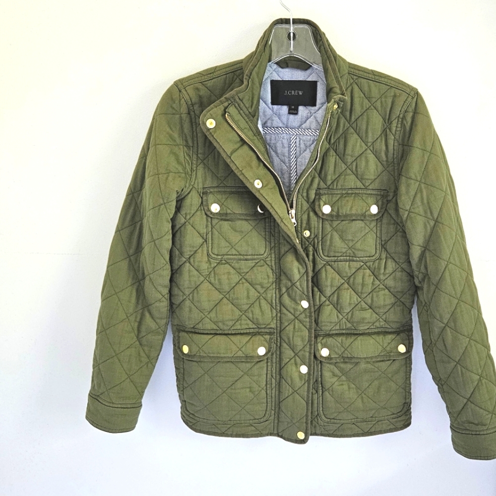 J. Crew Quilted Field Jacket Olive Green - Gem